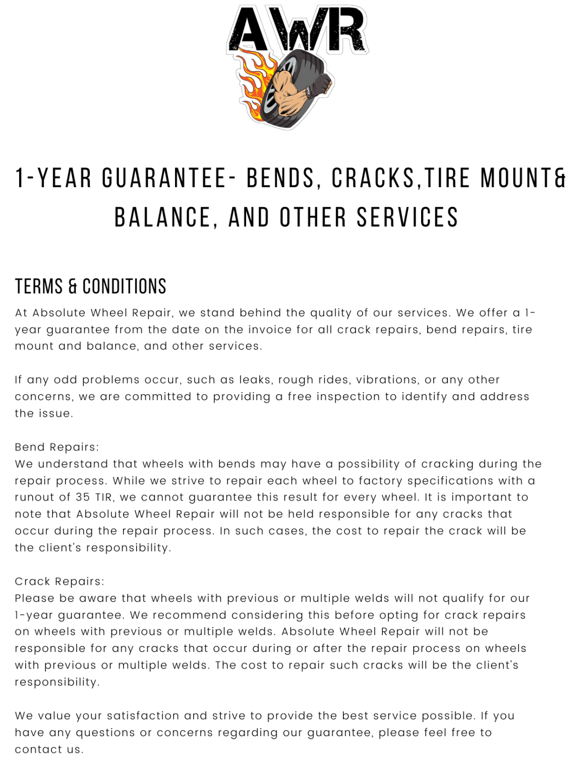 1-Year Guarantee – Absolute Wheel Repair