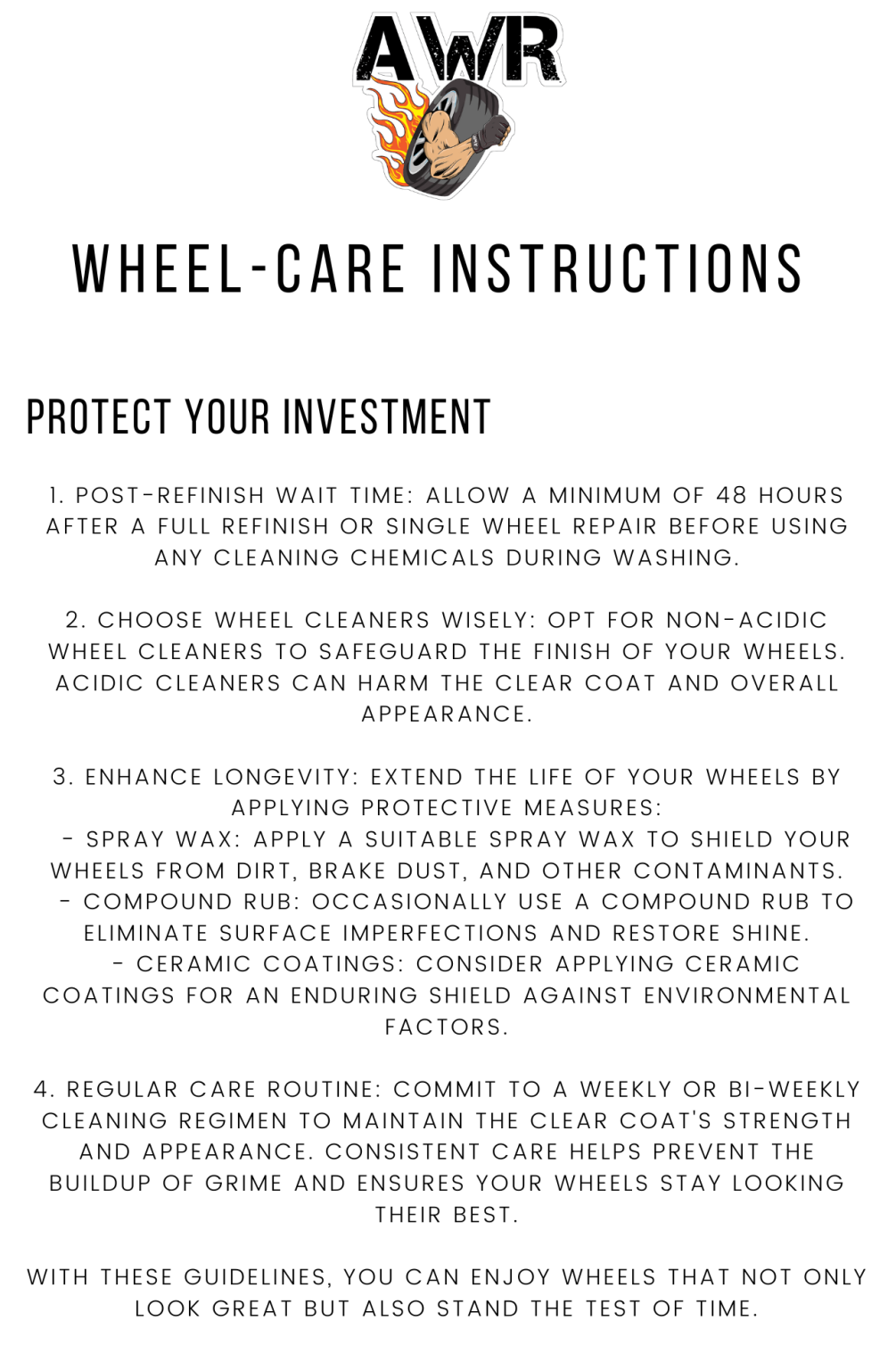 Care Instructions – Absolute Wheel Repair